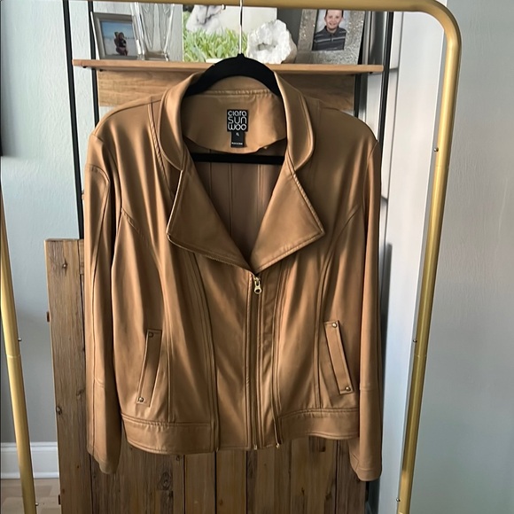 Clara Sun Woo | Jackets & Coats | Clara Sun Woo Camel Liquid Leather ...